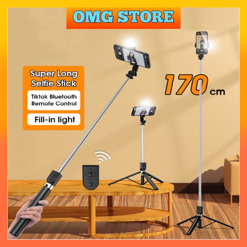 170CM Super Long Selfie Stick & Tripod Wireless Bluetooth Selfie Stick ...