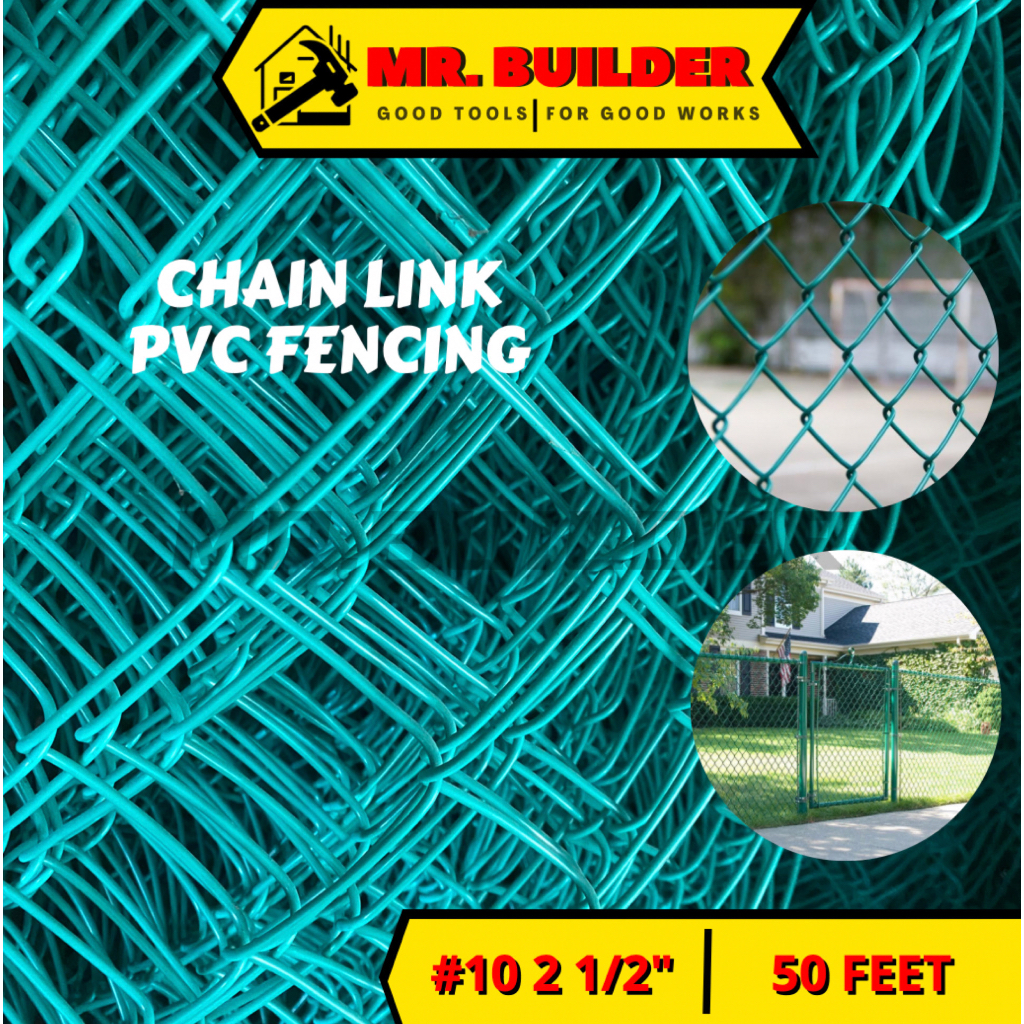 PVC Chain Fencing #10 x 2 1/2" x 50' Green Fencing Pagar Hijau 4 Kaki 5 ...
