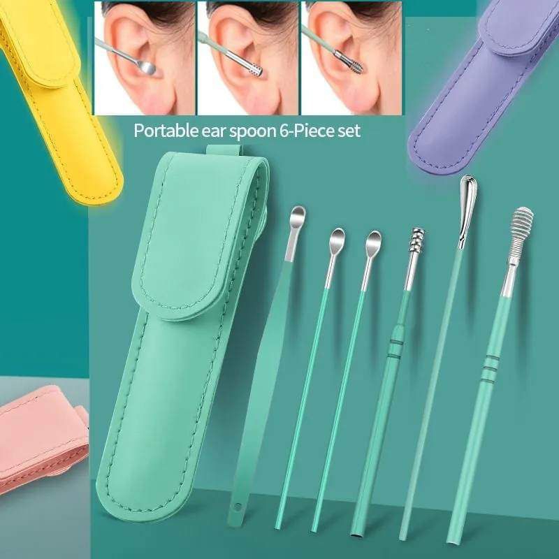 Stainless Steel Earpick Set Ear Scoop Ear Wax Cleaning Tool Alat Korek ...