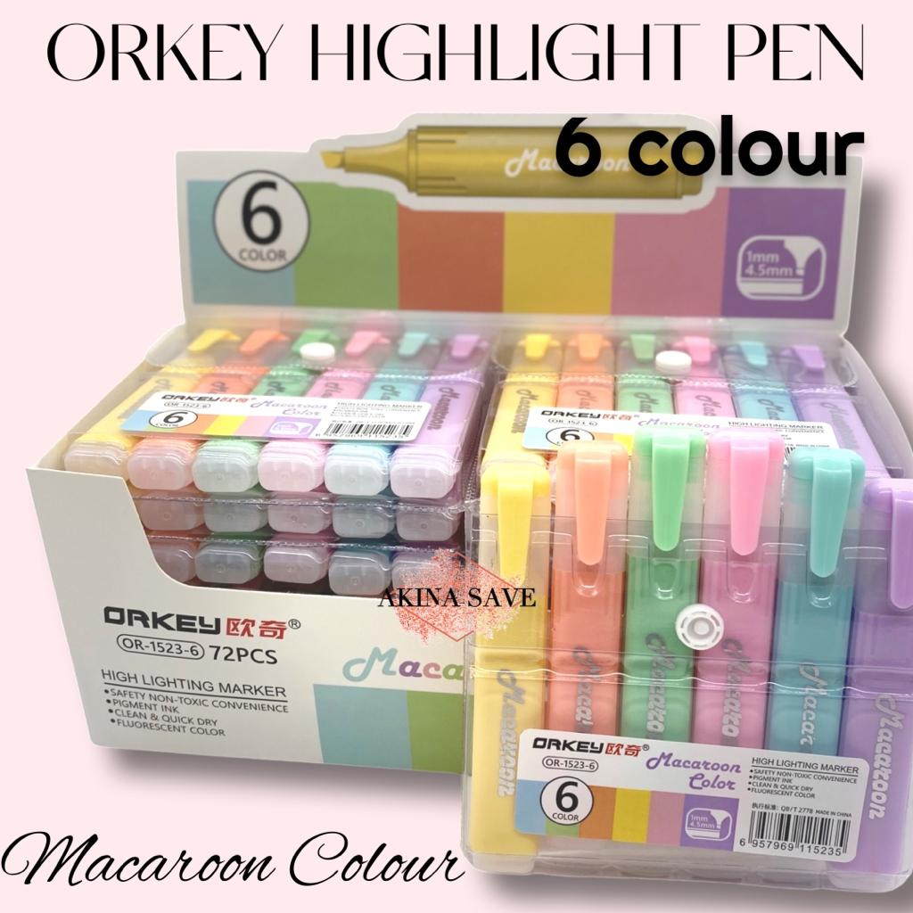 AKINA SAVE 6’s ORKEY Macaroon Fluorescent Highlight Pen Set Macaron ...