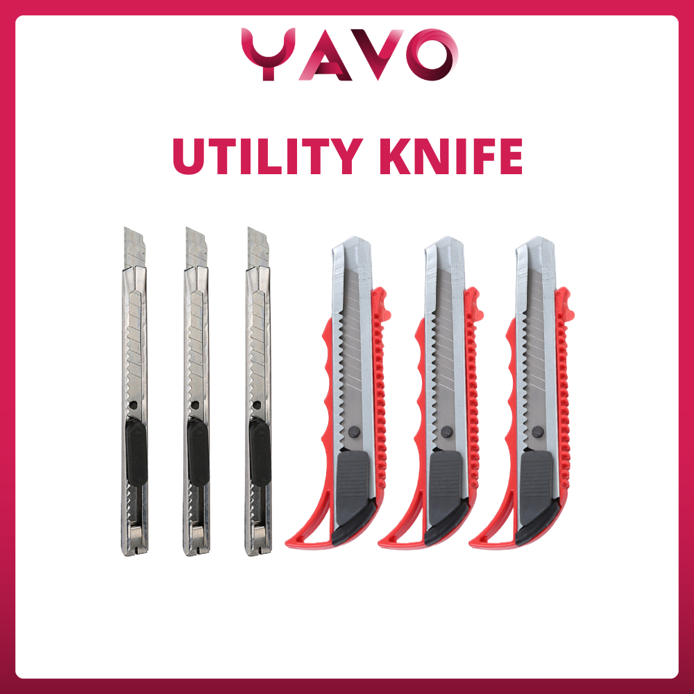 YAVO Utility Cutter Knife Small Cutter Blade Refill Wallpaper Office School Workplace Mata Pisau ...