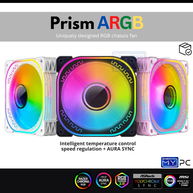 *Ready Stock PRISM ARGB Fan 12CM chassis cooling fan AURA synchronous 5V3 pin Cooler led case ...