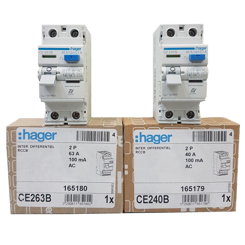 HAGER CE240B CE263B 40A 63A 2 POLE 100mA ELCB RCCB | Shopee Malaysia
