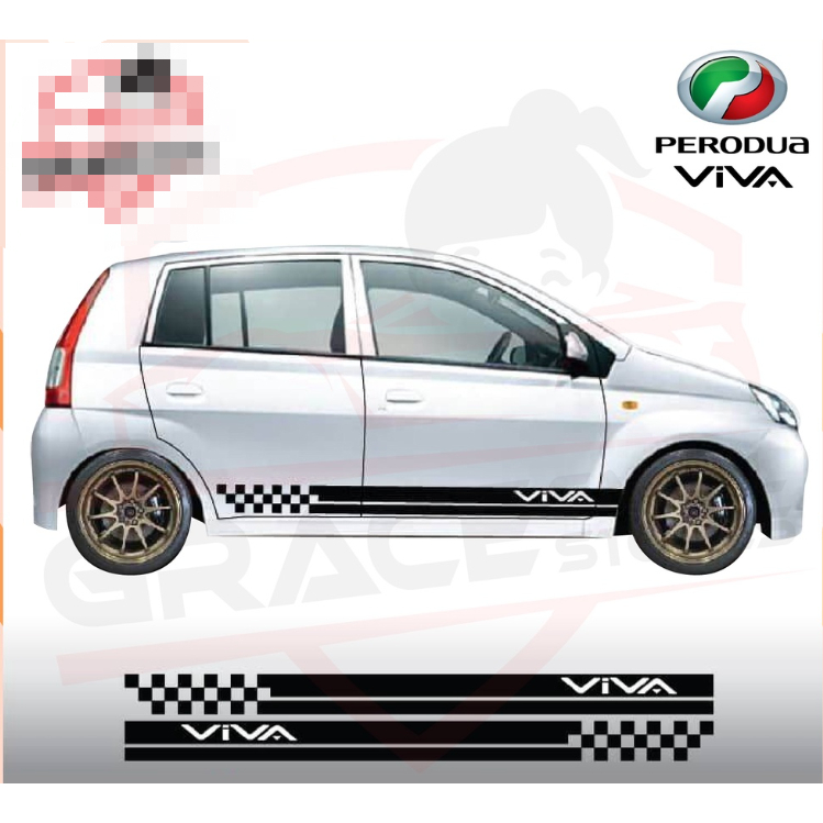 Perodua Viva Car Body Sticker Vinyl Cutting Side Body Decal | Shopee ...