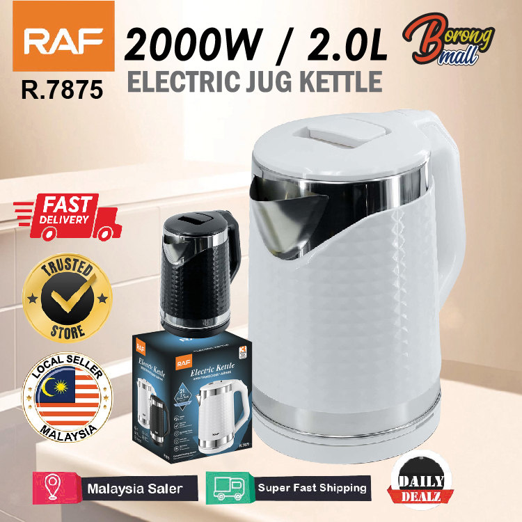 RAF 2.0L Cordless Electric Jug Kettle 2000W Fast Boiling 360° Rotating ...