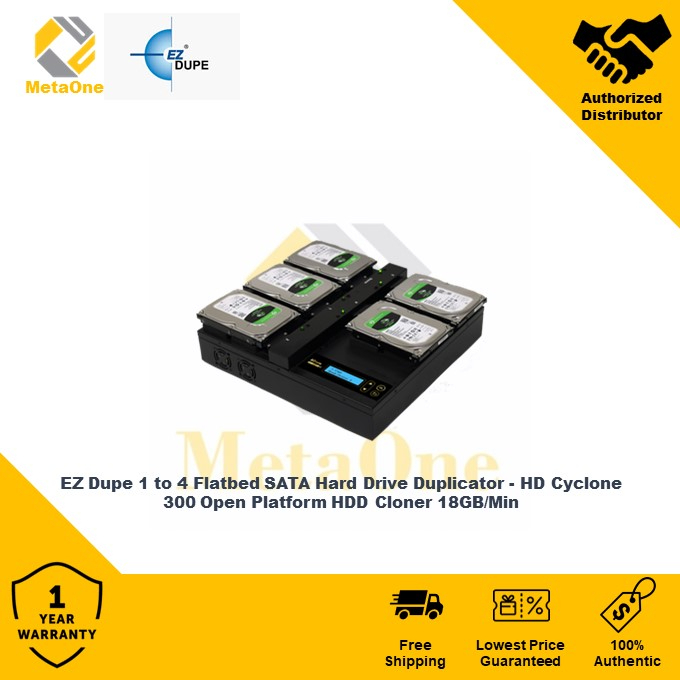 EZ Dupe 1 to 4 Flatbed SATA Hard Drive Duplicator - HD Cyclone 300 Open ...