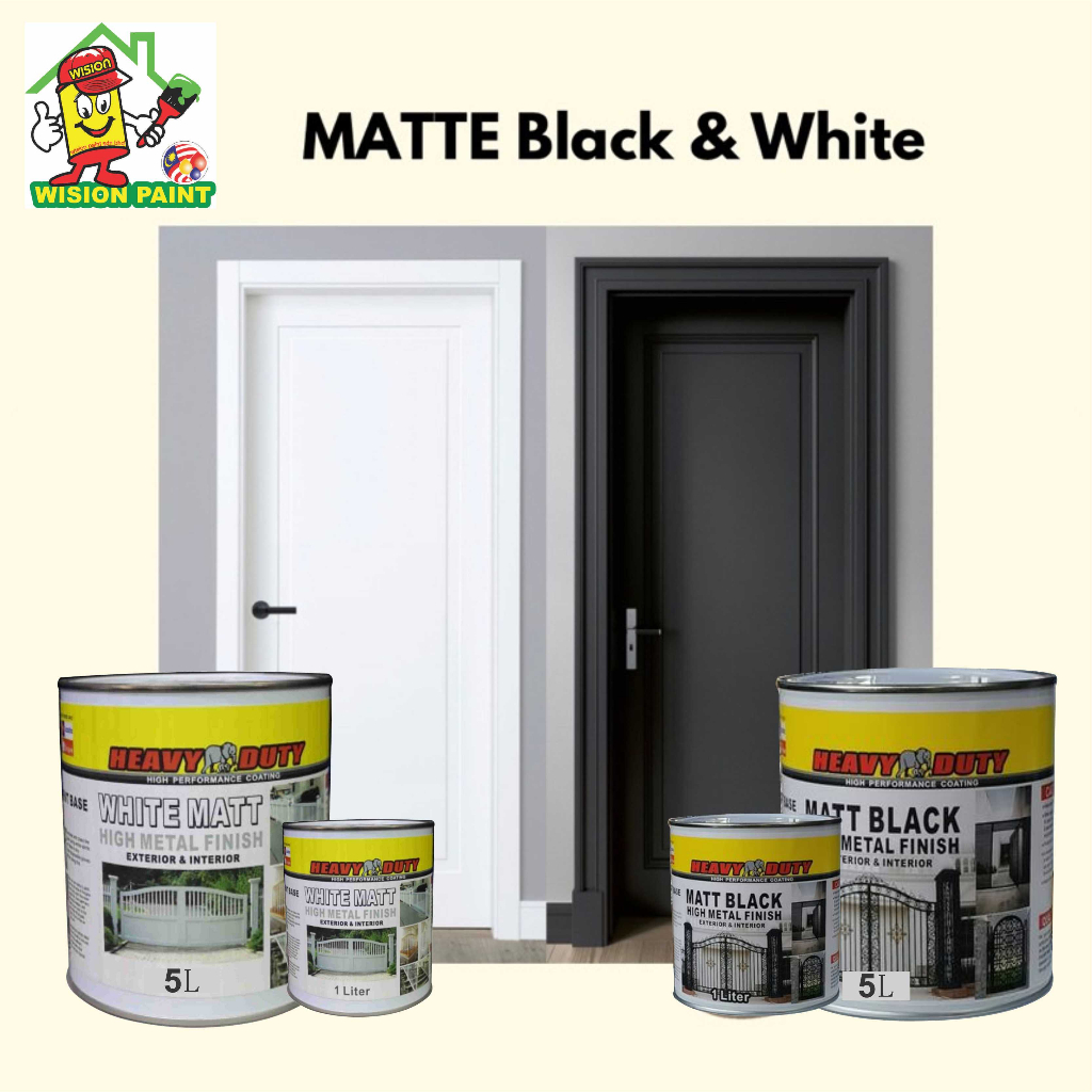 1LITRE ( 1L ) MATT FINISH PAINT FOR WOOD AND METAL ( BLACK MATTE or ...
