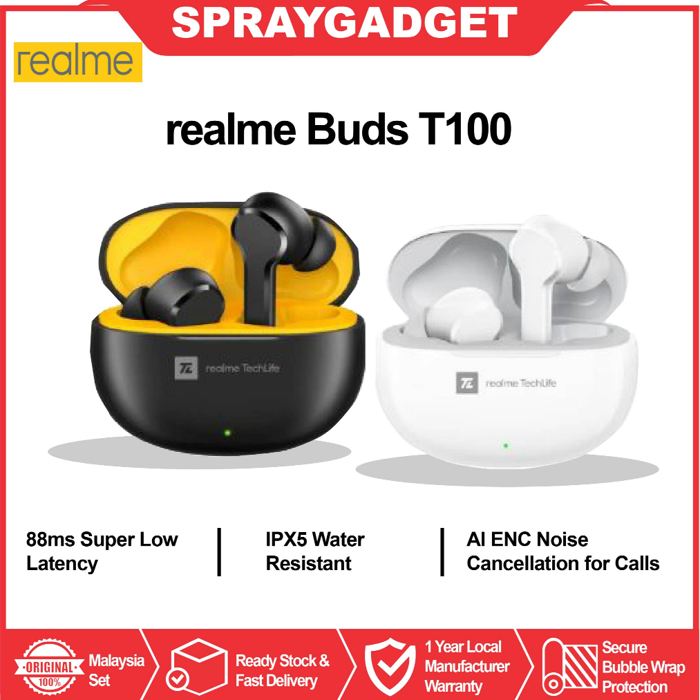 realme Techlife Buds T100 - 28 hours Total Playback | Ai Noise ...