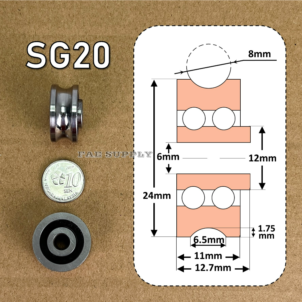 Pulley bearing U Groove Guide Bearing SG10 SG15 SG20 SG20 SG25 SG35 ...