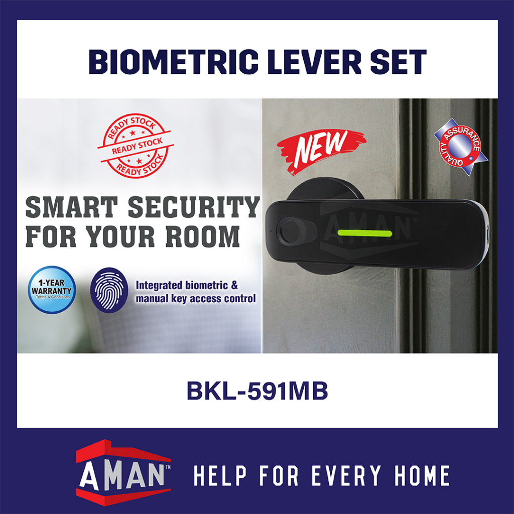 AMAN Biometric Lever Lock Set Fingerprint Smart Door Lock Set Thumprint ...