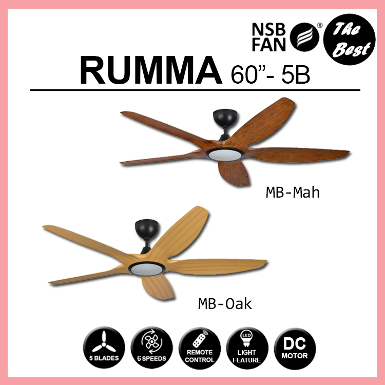 NSB RUMMA 60 INCHES DC MOTOR 5 BLADES WITH 3C LED LIGHT REMOTE CONTROL ...