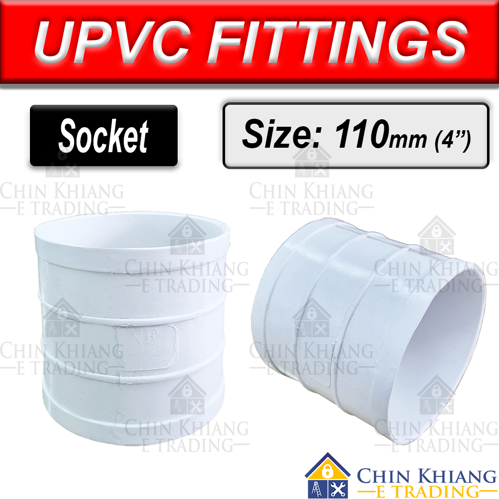4" / 110mm UPVC Fittings Socket Elbow Tee Penyambung Pipe Putih 4 ...