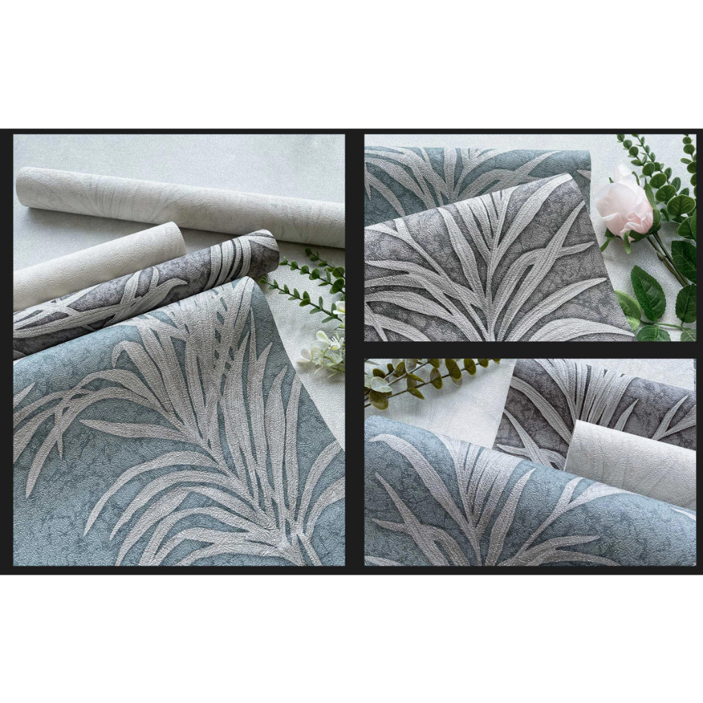 Ready Stock Wallpaper Modern Embossed Pattern with Glitter Korean Made ...