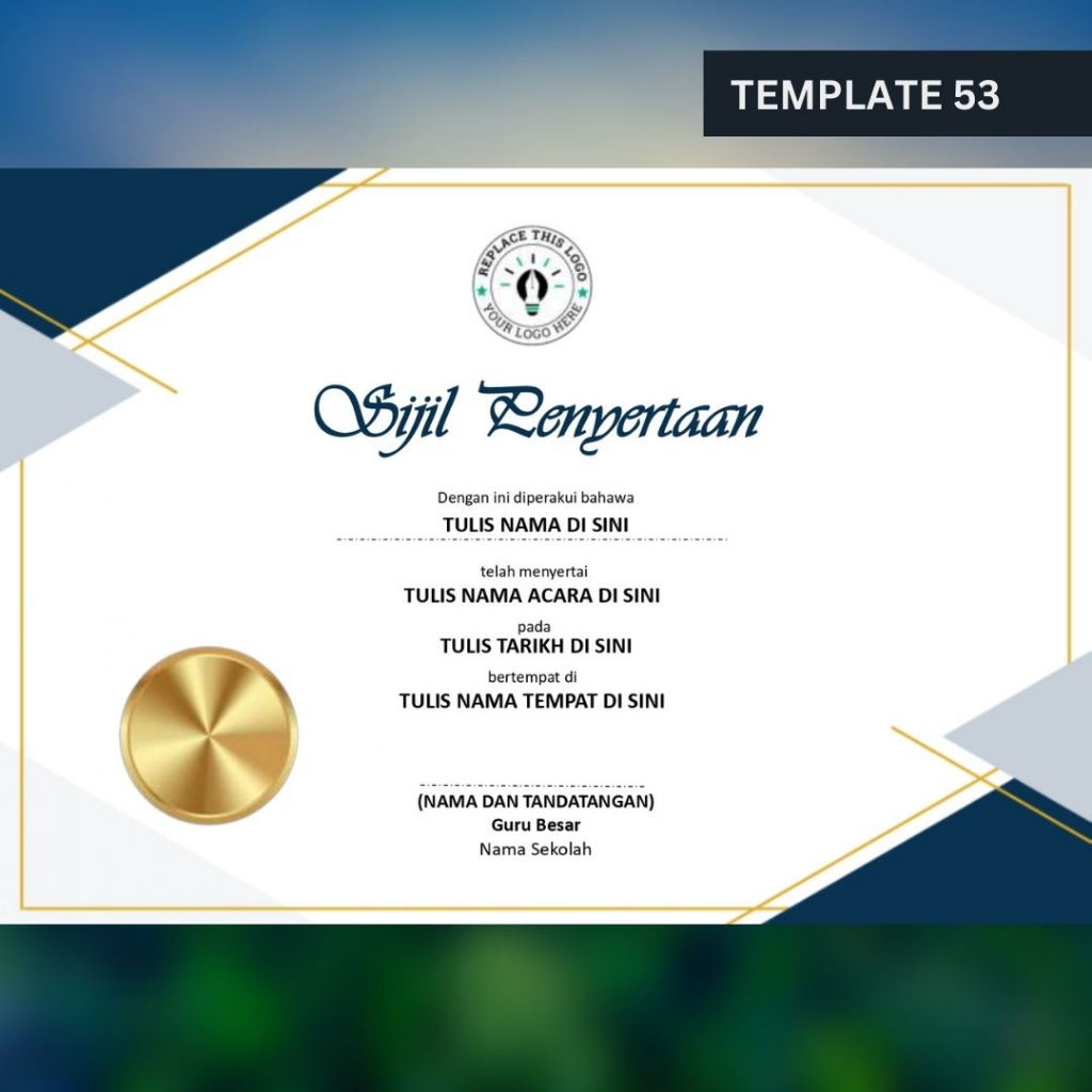[Powerpoint] Template Sijil Certificate Template Editable Powerpoint ...