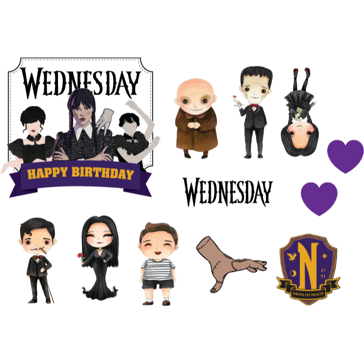 WEDNESDAY ADDAMS High Quality Paper Cake Topper Kek Cake Decor Cupcake ...