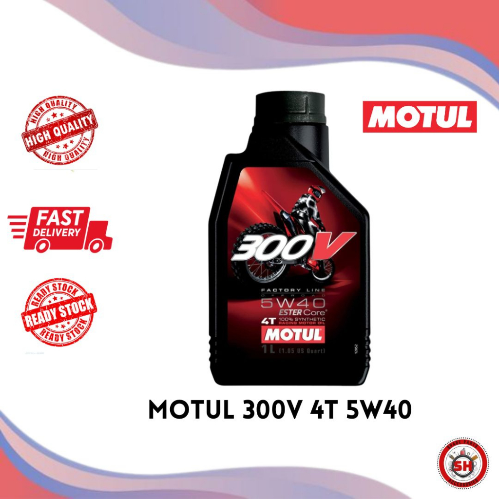 Motul 5W40 300V 5W-40 4T Motorcycle Engine Oil (1L) 100% Original ...