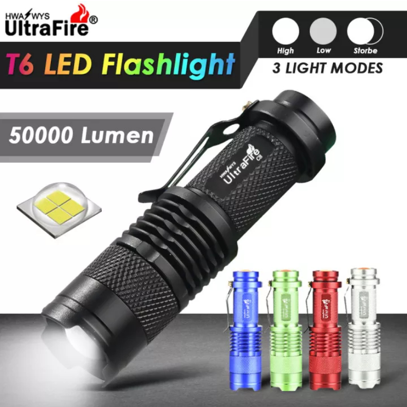 ⭐ULTRAFIRE CREE LED TORCHLIGHT SUPERBRIGHT ADJUSTABLE ZOOM LIGHT ...
