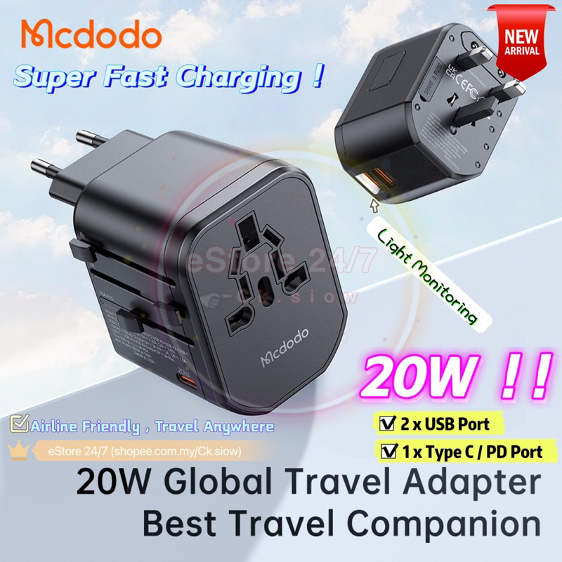 Mcdodo CP 347 429 33W 20W Type C PD Fast Charge Charging Universal International Travel Adapter ...
