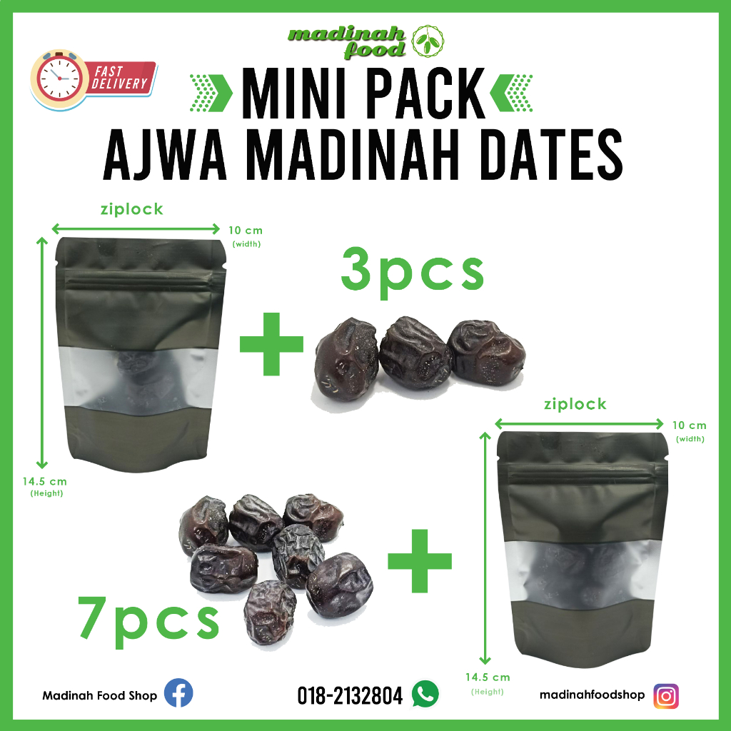 KURMA AJWA MADINAH MINI PACK (3 BIJI / 7 BIJI) TERMURAH !!👍🔥 | Shopee ...