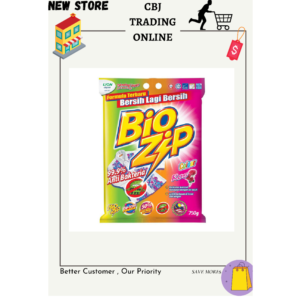 Bio Zip Powder Laundry Detergent Colour/ Sarbun Pencuci/ Pencuci Baju ...