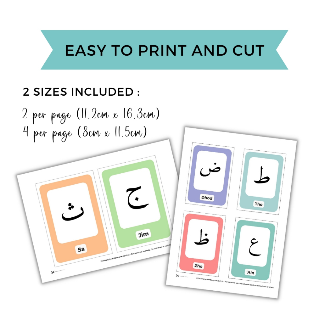 PDF Soft Copy Printable Jawi Flashcards. Flashcard Hijaiyah. Alif Baa ...