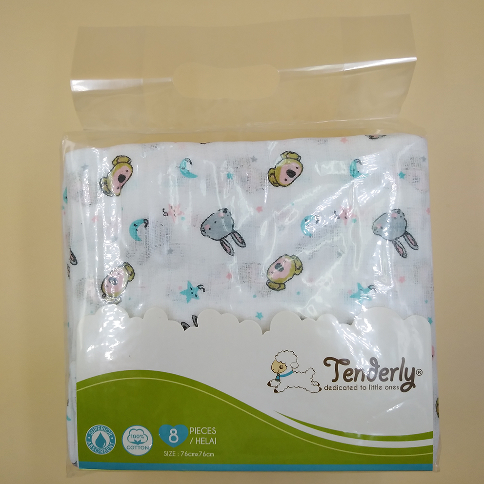 Tenderly Baby Napkins 8pcs(100% Cotton) (4 pcs Plain + 4 pcs Printed ...