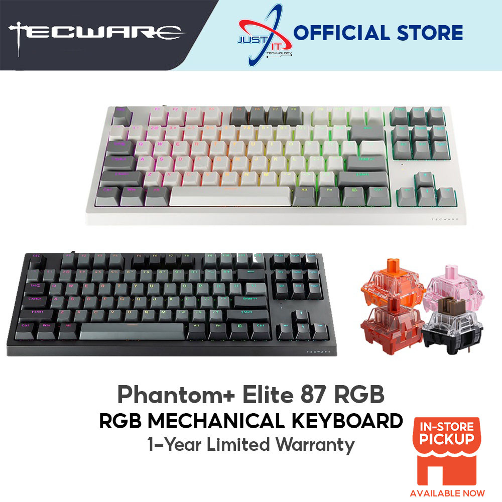 Tecware Phantom+ Elite 87 RGB Mechanical Keyboard (Black/ White ...