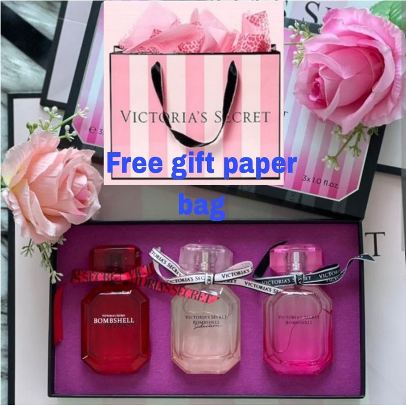 💗Victoria’s Secret💗 Bombshell Gift Set 3in1 ( 3 x 30ml ) free gift paper bag 🛍️ Minyak wangi ...