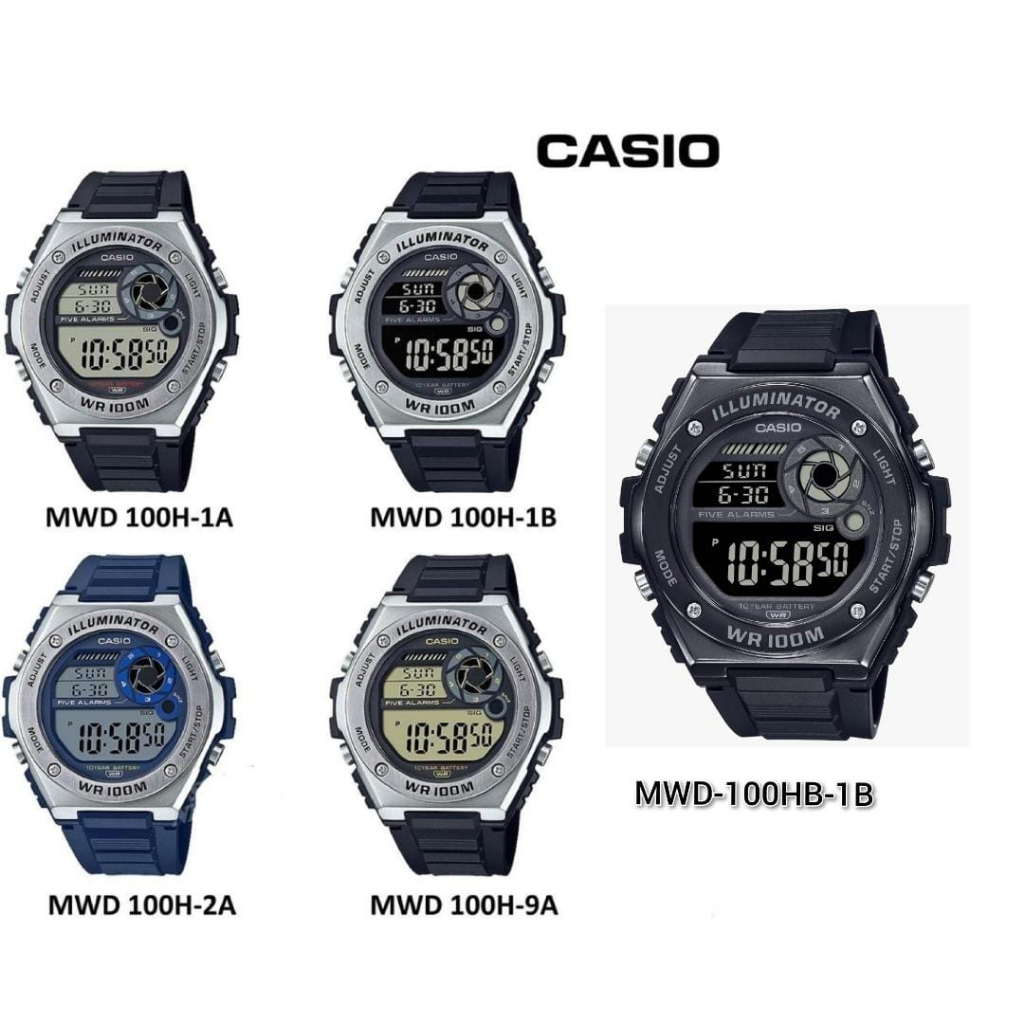 Casio General MWD-100H / MWD-100HB-1B Black Resin Band Men Watch ...