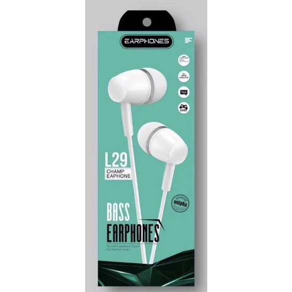 EARPHONE L29 CHAMP BASS EARPHONES WITH MICROPHONE | Shopee Malaysia