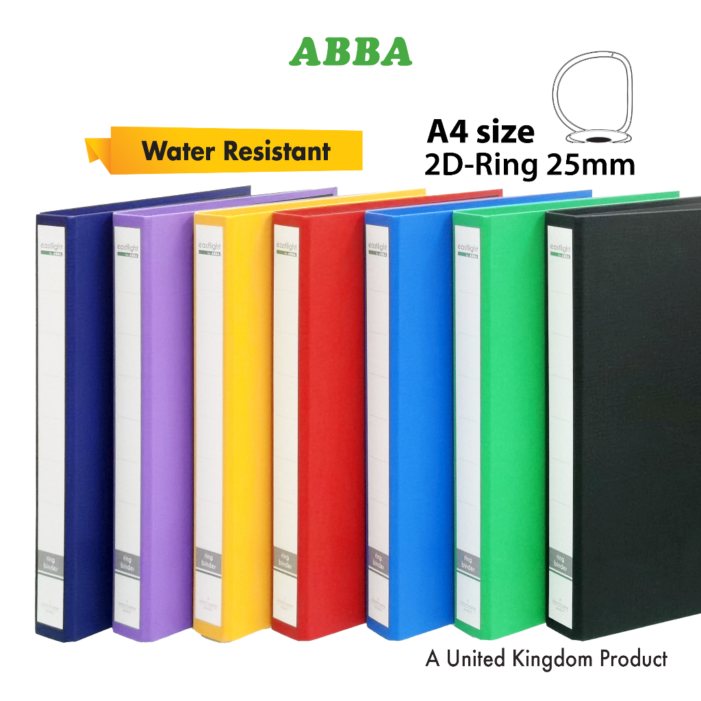 ABBA Colour Ring File A4 2D Ring Pack of 4/ Folder Organizers/ Document ...