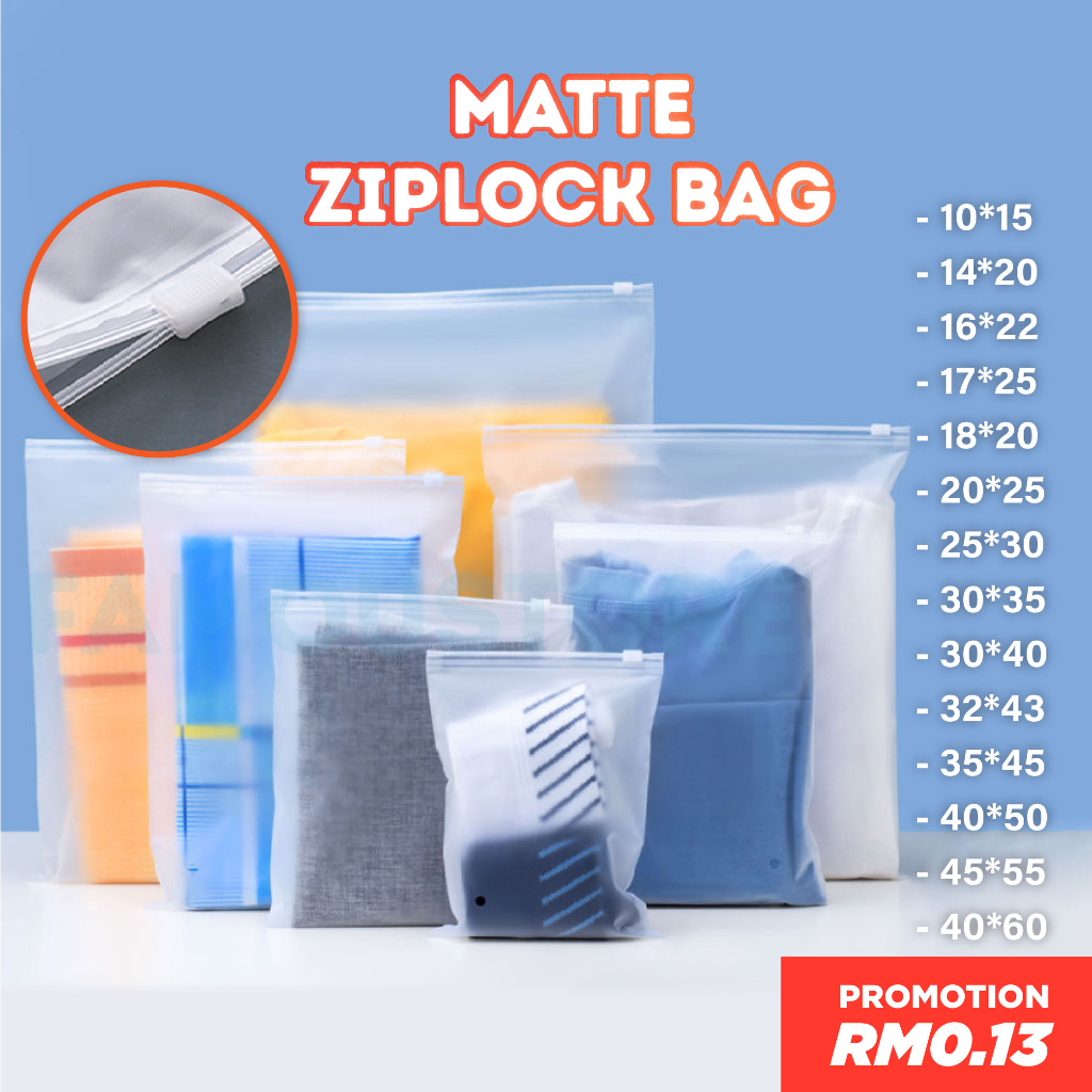 Matte Zip Lock Bag Extra Thick Transparent Zipper Plastic Travel ...