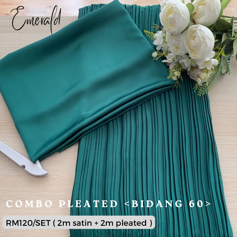 kain pleated satin dan set combo pleated dengan satin plain sesuai ...