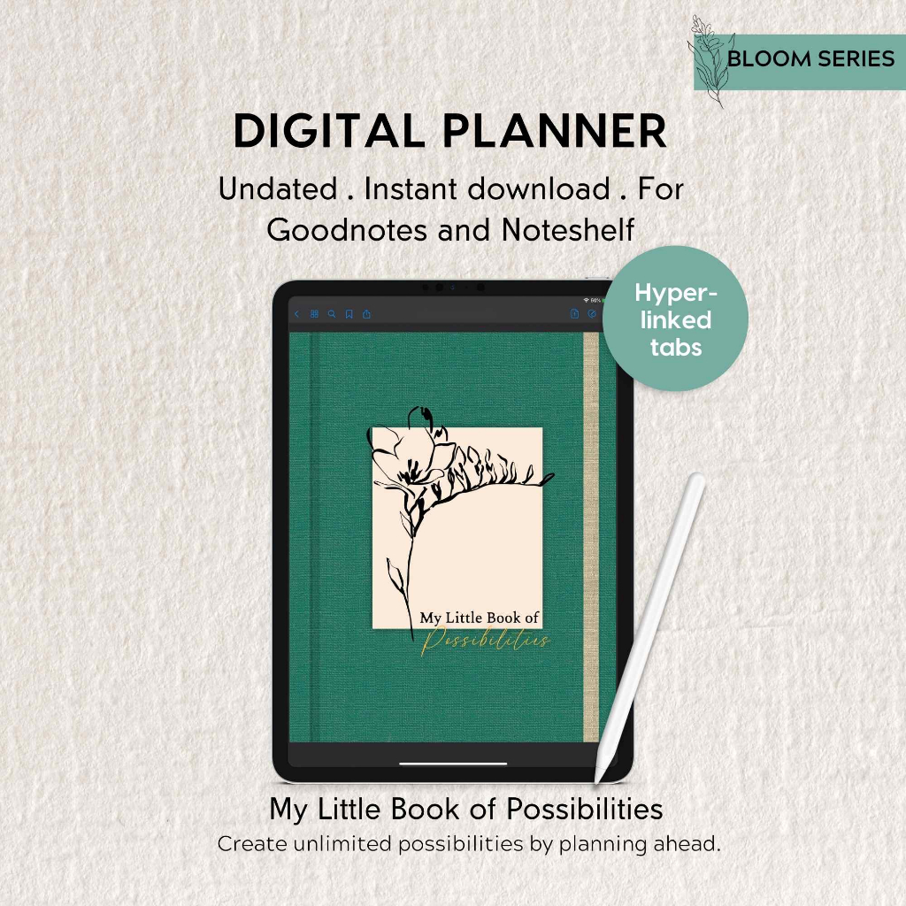 Undated Digital Planner, PDF with hyperlinks tabs for Goodnotes ...