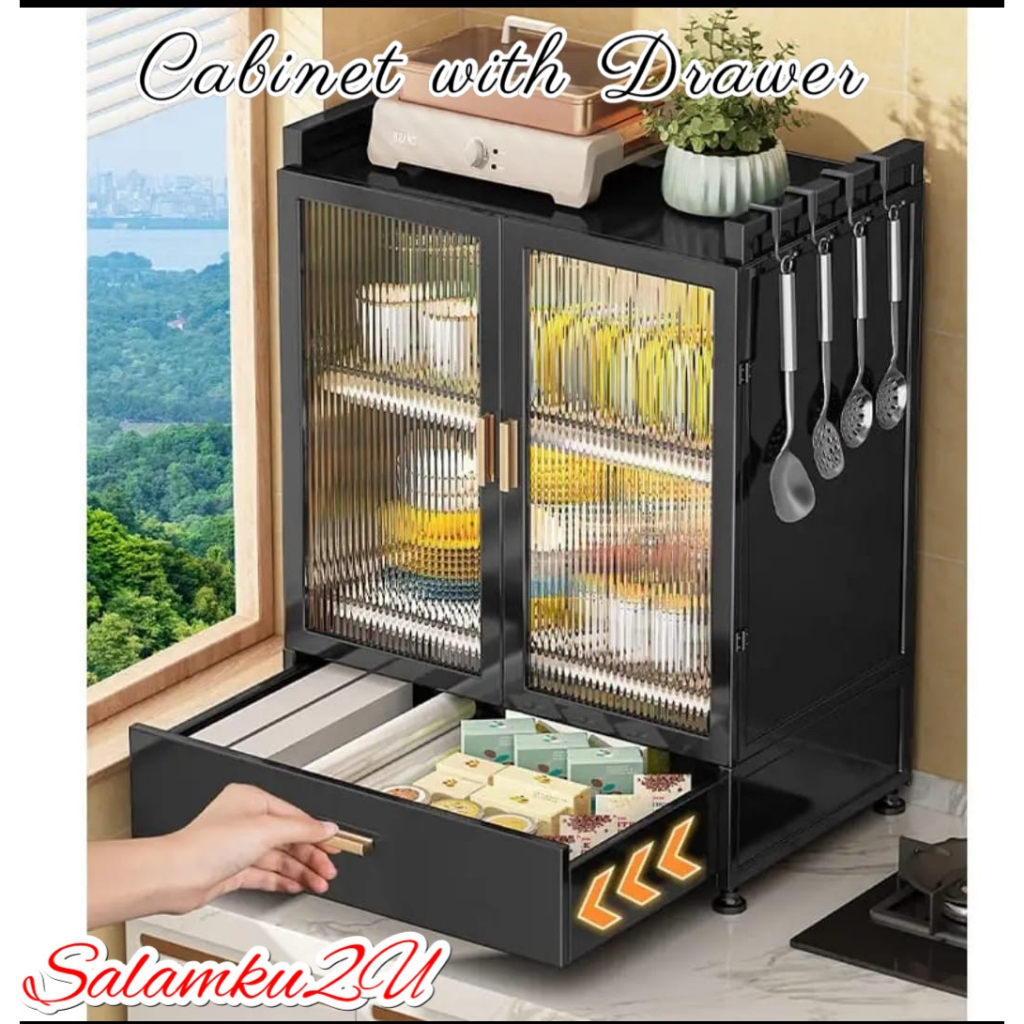 2Tier Dish Rack with Drawer Cabinet with Drawer Kitchen Cabinet ...