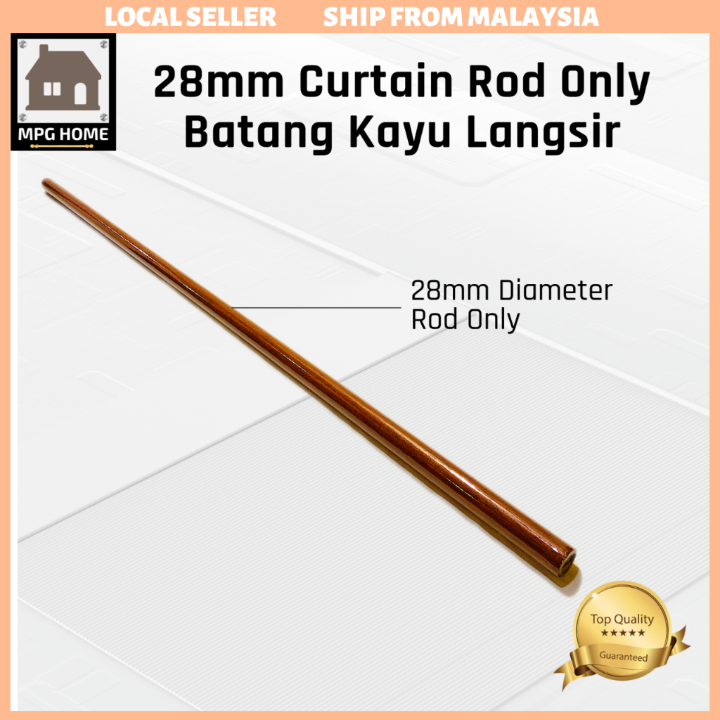 [MPGHOME] 28mm Wooden Curtain Rod Only | Batang Kayu Langsir | Solid ...
