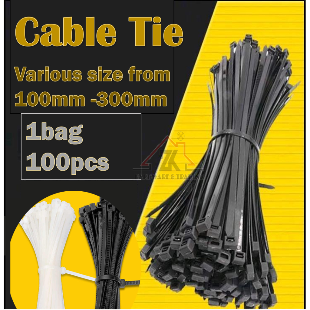 [THICK 100PCS] Nylon Cable Tie Self- Locking Zip Tie 4" 6" 8" 10" 12 ...