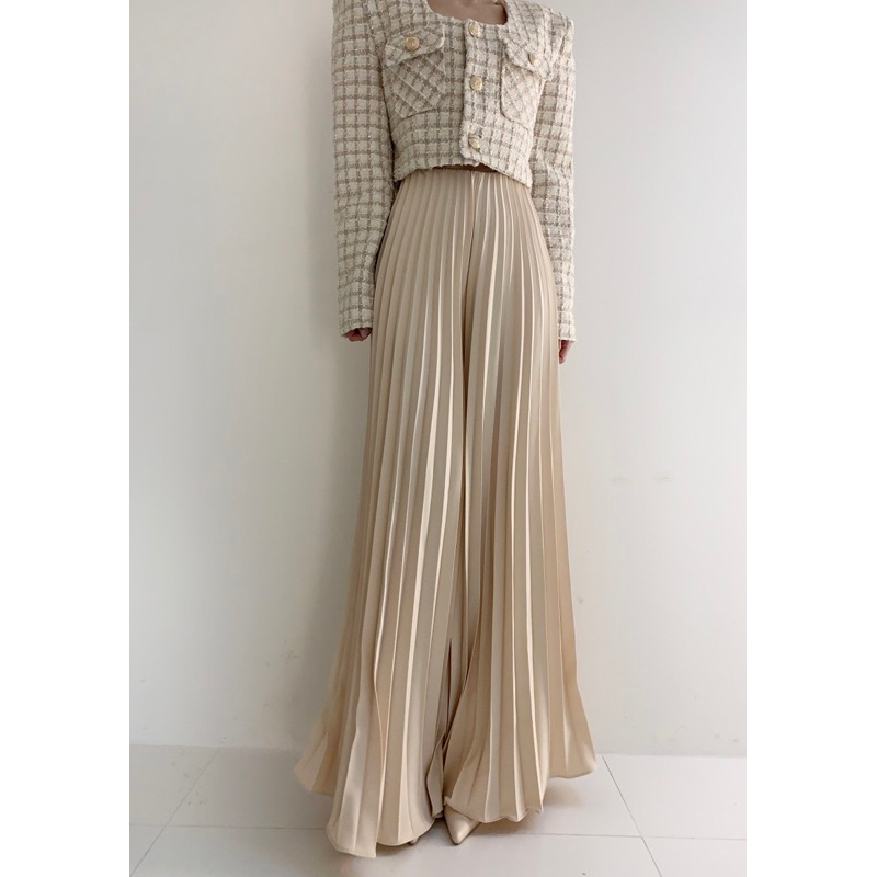 Wrinkled High Slim Waist Pleated Wide Leg Casual Trousers Women
