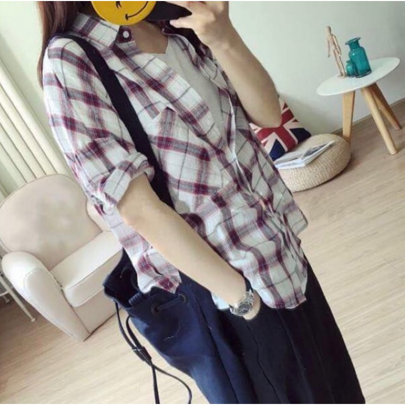 Checkered blue and red top (NEW) | Shopee Malaysia