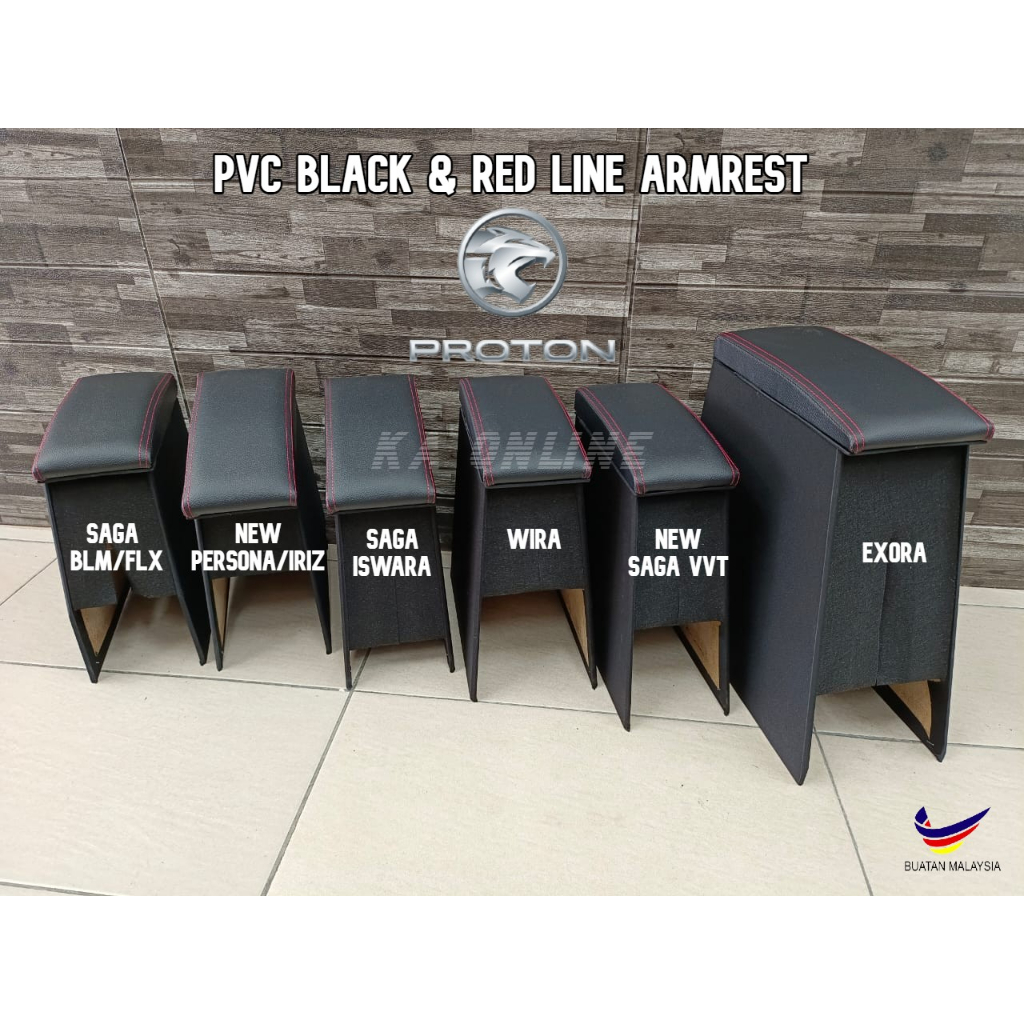 Kereta PROTON PVC Armrest Black With Red Line Persona Iriz Saga Vvt Blm ...