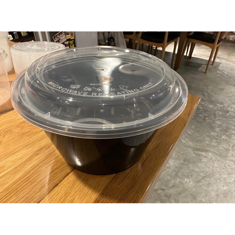 Premium round black container food container inner compartment with lid ...