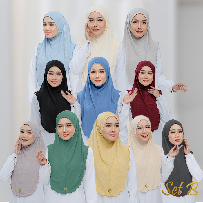 Zephia Tudung Sarung Layla Premium Jersey Ribbed with metal tag ironless instant tudung sarung ...