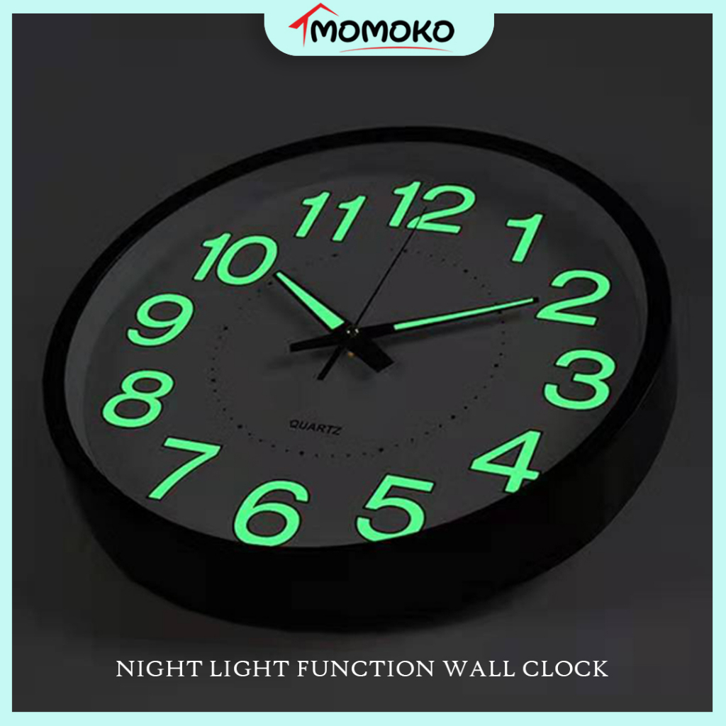 clock wall luminous clock silent non ticking wall clock night light ...