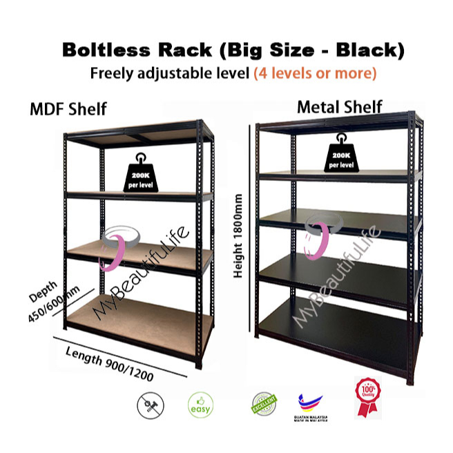 Boltless Rack Big Size Black | Shopee Malaysia