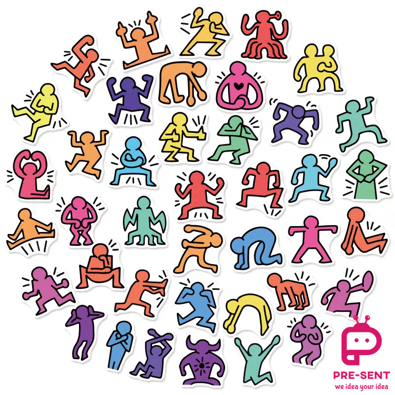 Keith Haring Hollow Man Cartoon Vinyl Stickers (40pcs) - Self-Adhesive ...