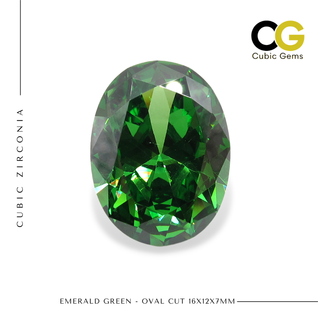 BATU PERMATA SERAI CUBIC ZIRCONIA OVAL CUT 16X12MM SILVER PERAK 925 ...