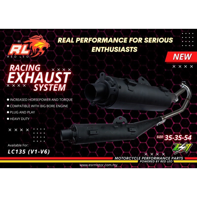 💯 ORIGINAL RED LEO Y15 / LC135 v1 - v8 / RS150 Y16 Y15ZR RACING EXHAUST ...