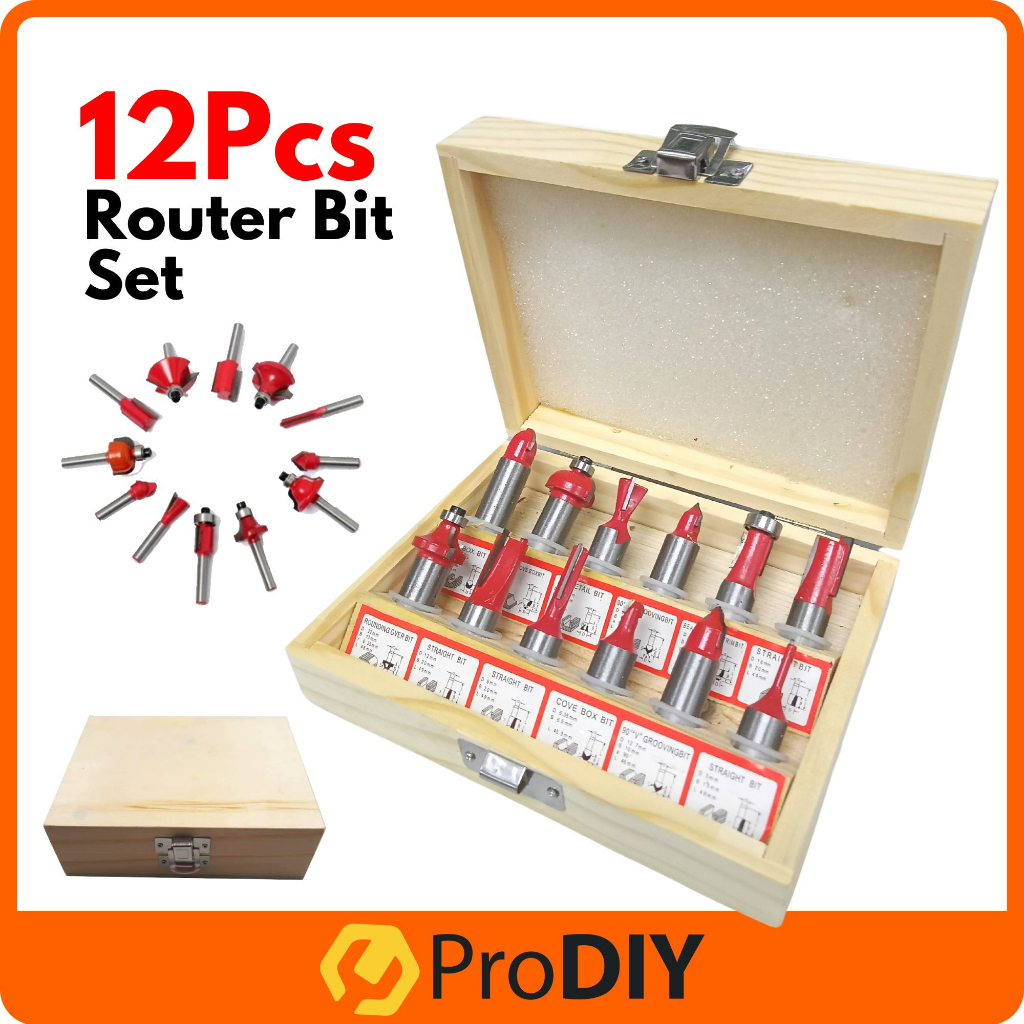 12Pcs 6.35mm & 8mm Router Bit Set For Wood Trimmer (Random Colour ...