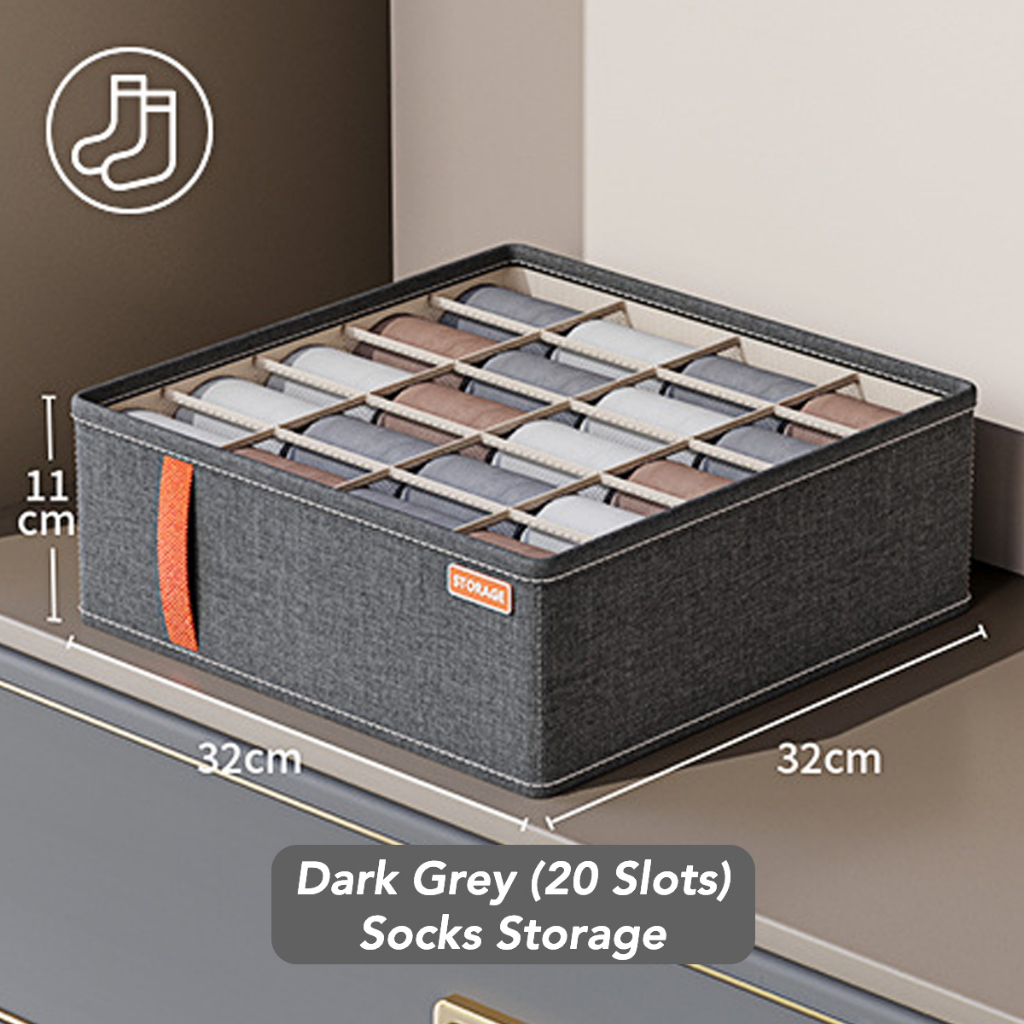 6/7/20 Slots Oxford Underwear Tudung Clothes Organiser Box Stackable ...