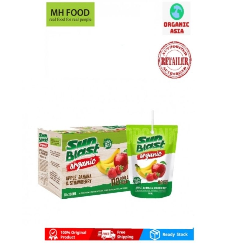 Sunblast Organic 100% Apple + Banana +Strawberry Juice 200ml HALAL (10 ...